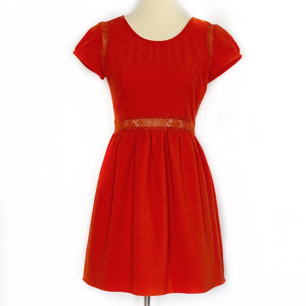 Urban Outfitters Red Dress With Lace Accents - Gem
